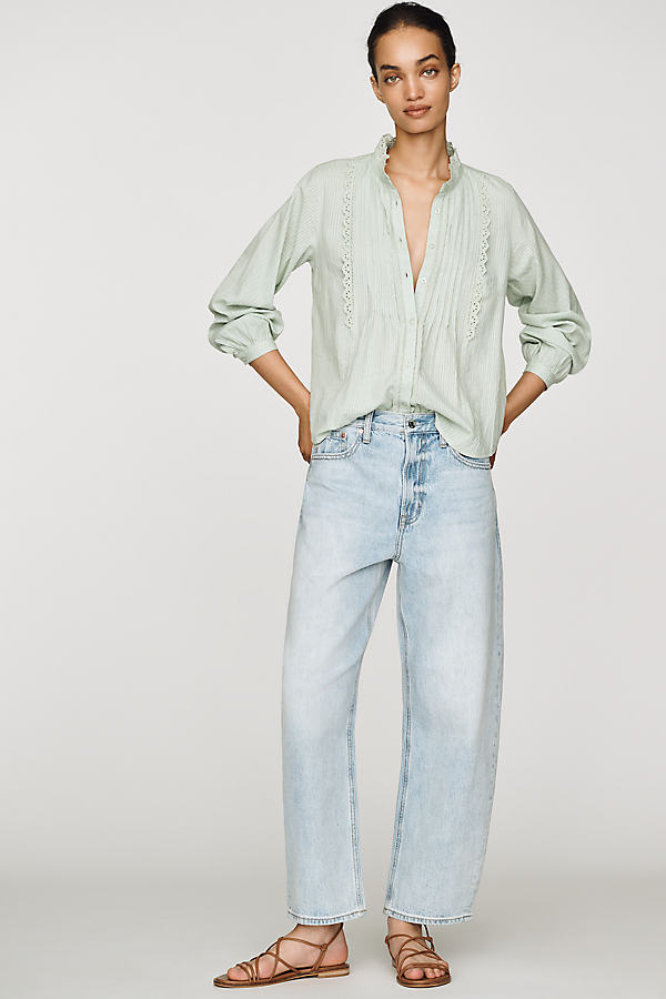 ANTHROPOLOGIE By Anthropologie Lace Bib Buttondown Blouse